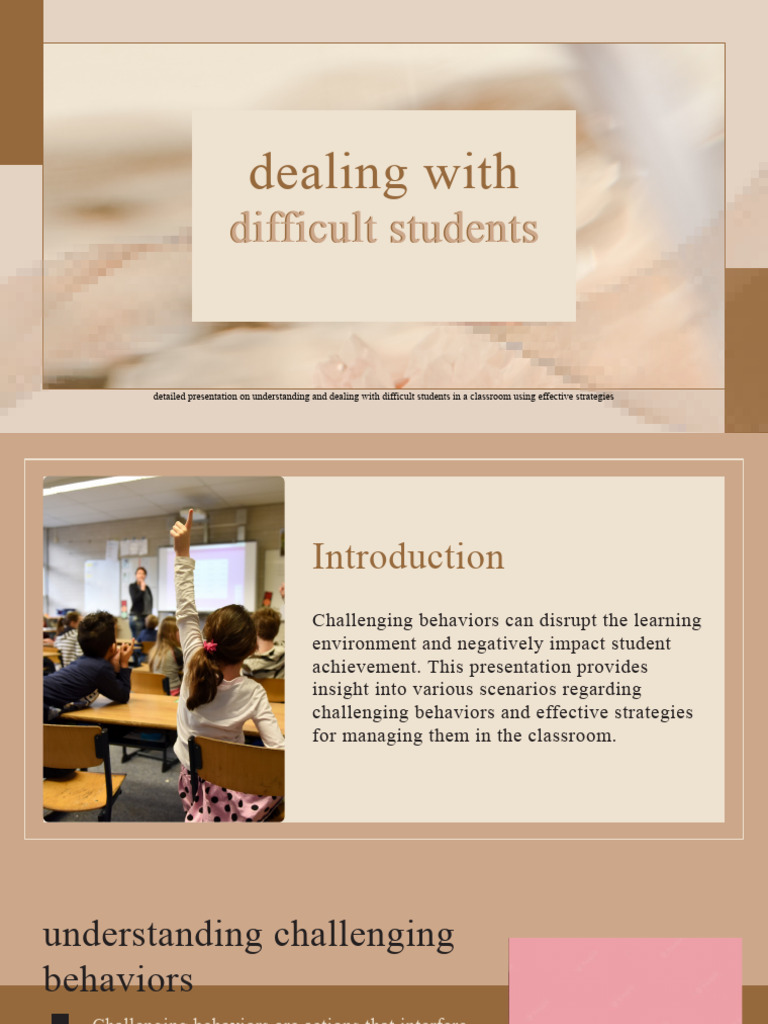 Strategies for Managing Difficult Students | PDF | Behavior | Feeling