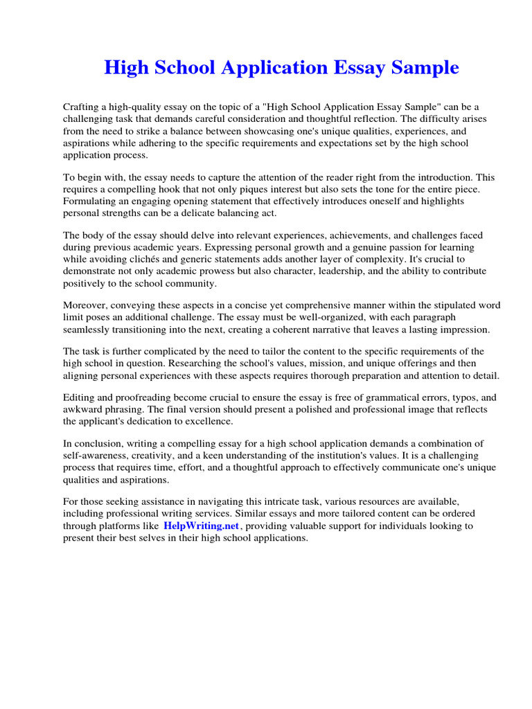 High School Application Essay Sample | PDF | Retirement | Pension