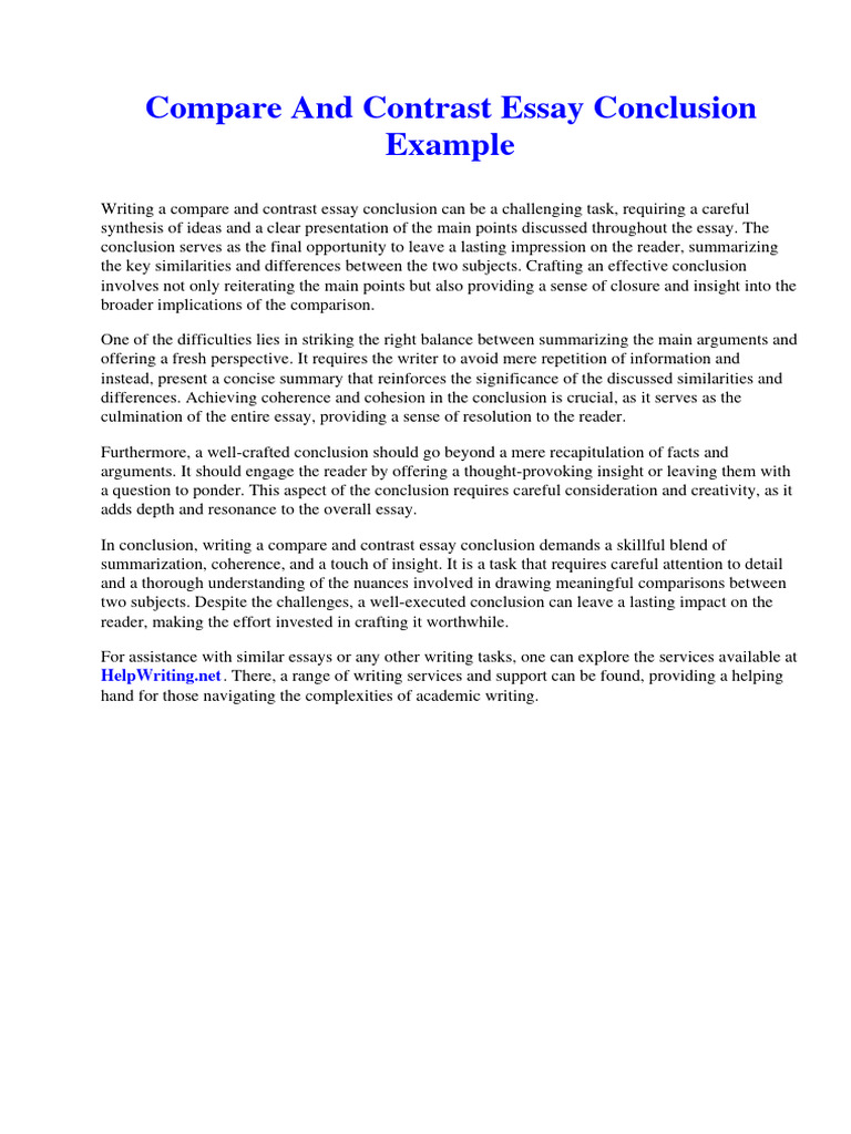 Compare and Contrast Essay Conclusion Example | PDF | Confucianism | Hamlet