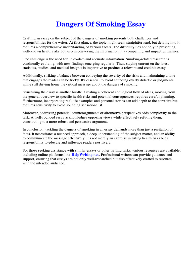 Dangers of Smoking Essay | PDF | Plato | Socrates