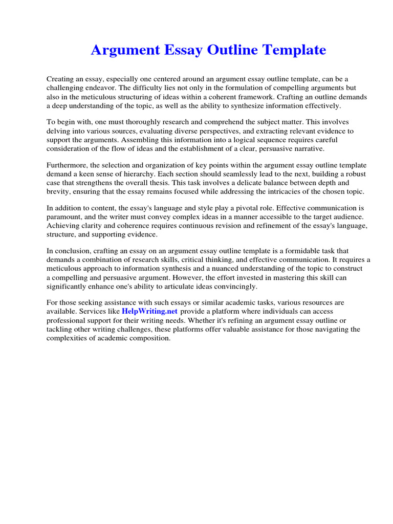 Argument Essay Outline Template | PDF