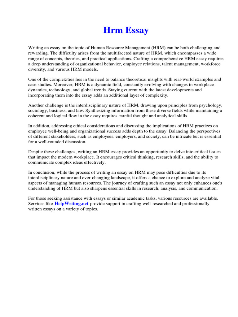 HRM Essay | PDF | Fuels | Human Resource Management