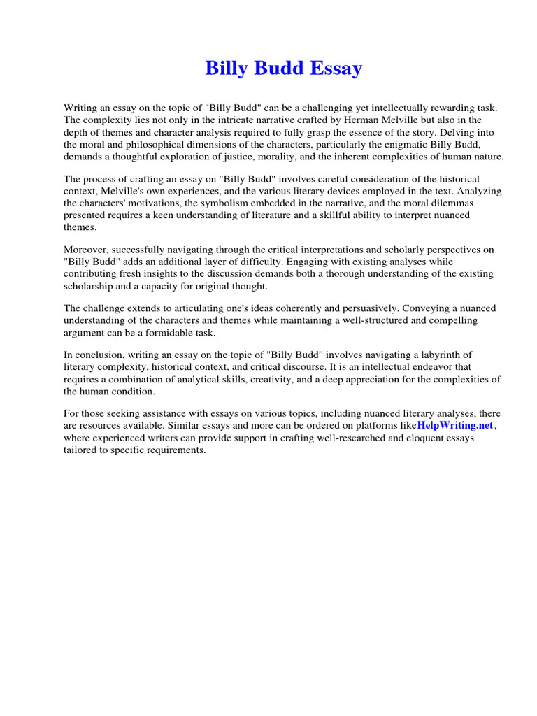 Billy Budd Essay | Download Free PDF | Electronic Voting | Essays