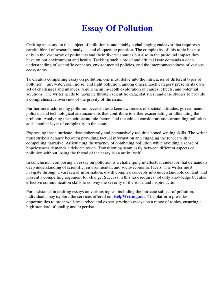 Essay of Pollution | PDF | Prison | Essays