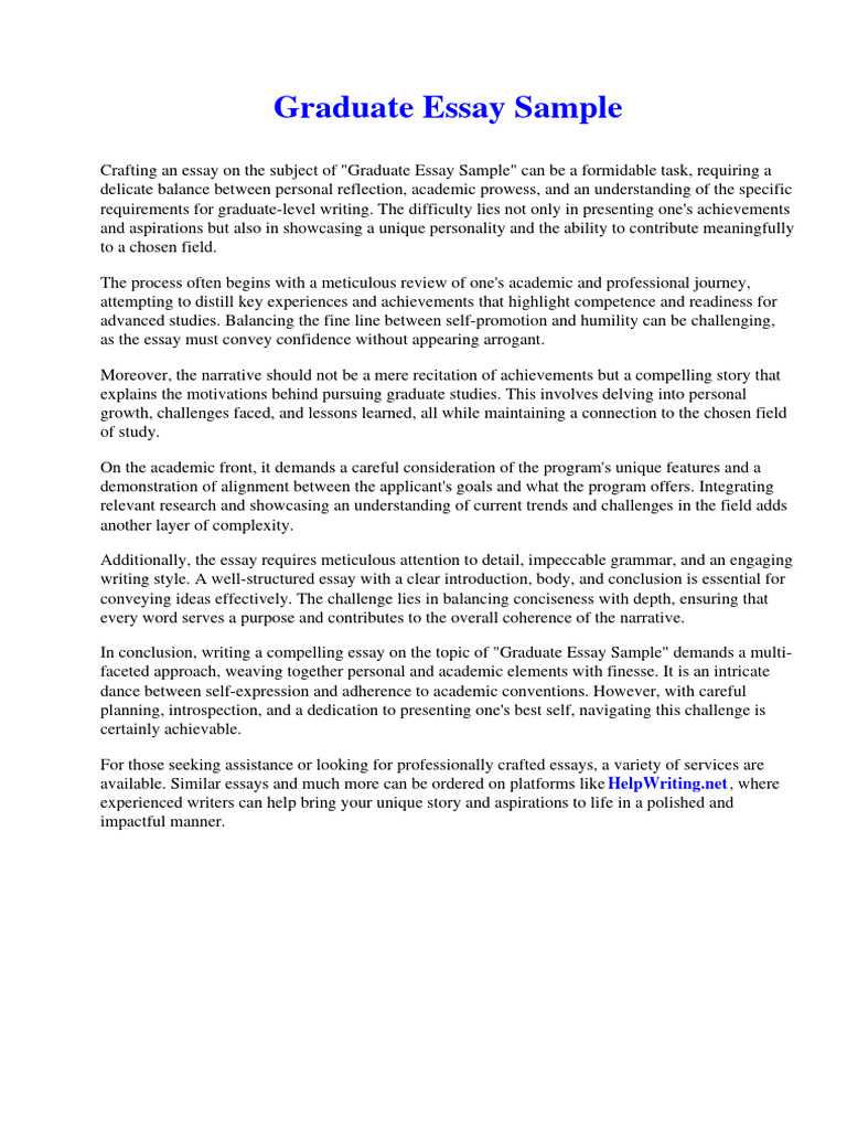 Graduate Essay Sample | Download Free PDF | Advertising | Essays