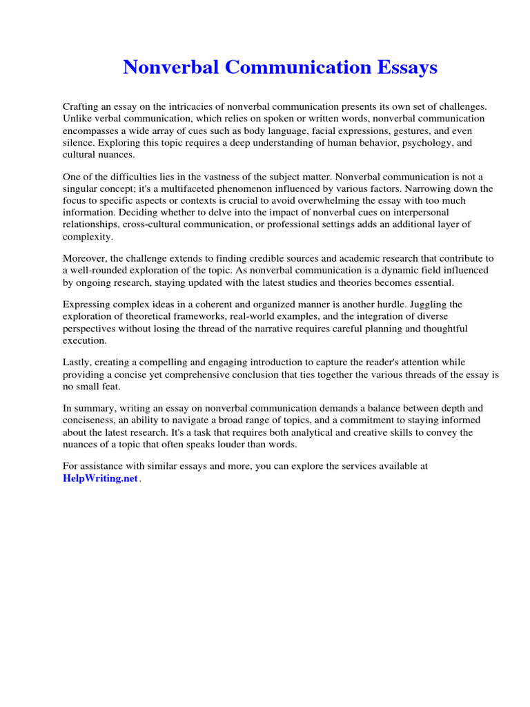 Nonverbal Communication Essays | PDF | Hydroelectricity | Communication