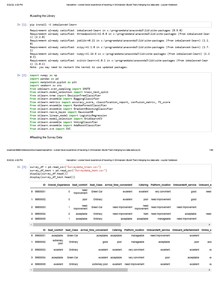 Hackathon Overall Travel Experience of Traveling in Shinkansen Bullet Train Merging Two Data Set ...