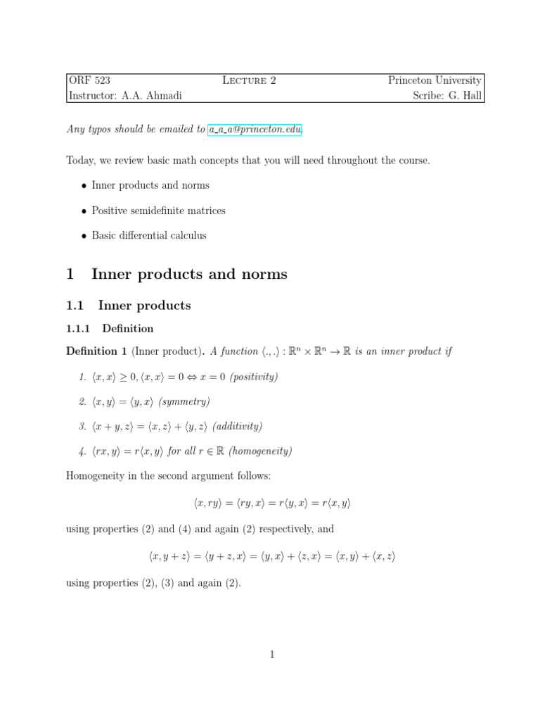 ORF523 Lec2 | PDF | Eigenvalues And Eigenvectors | Norm (Mathematics)