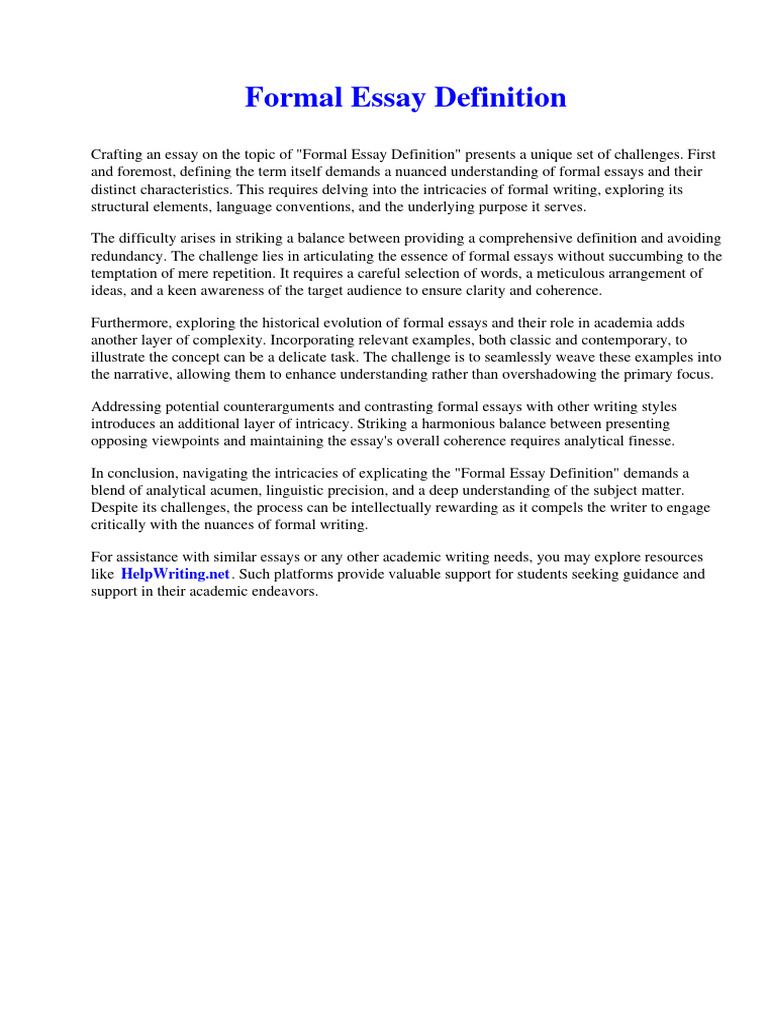 Formal Essay Definition | PDF | Emissions Trading