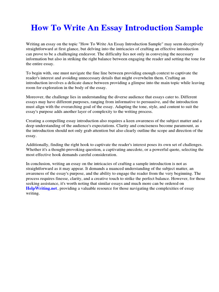 How To Write An Essay Introduction Sample Pdf Internet Of Things
