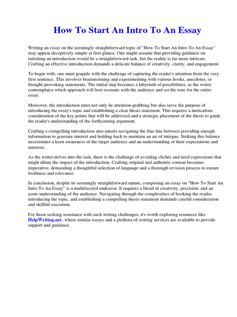 How To Start An Intro To An Essay | PDF | Essays | Forests