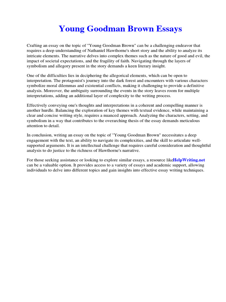 Young Goodman Brown Essays | PDF | Cannabis (Drug) | Philippines