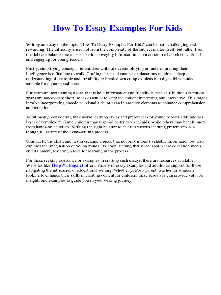 How To Essay Examples For Kids | PDF | Airlines | Logistics