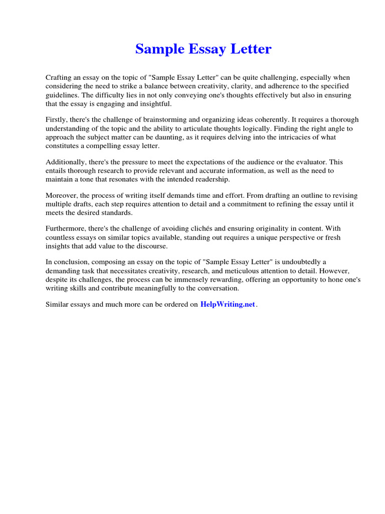 Sample Essay Letter | PDF | Essays | Vaccines