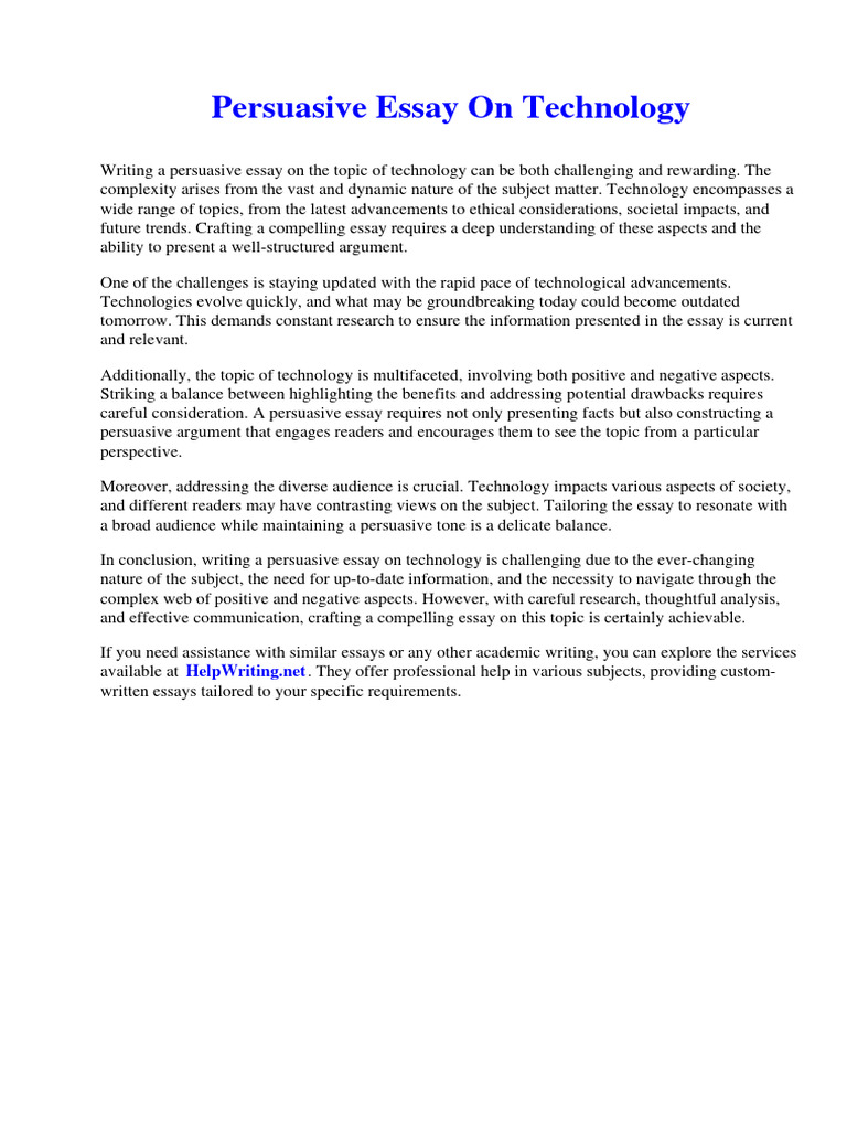 Persuasive Essay On Technology | PDF