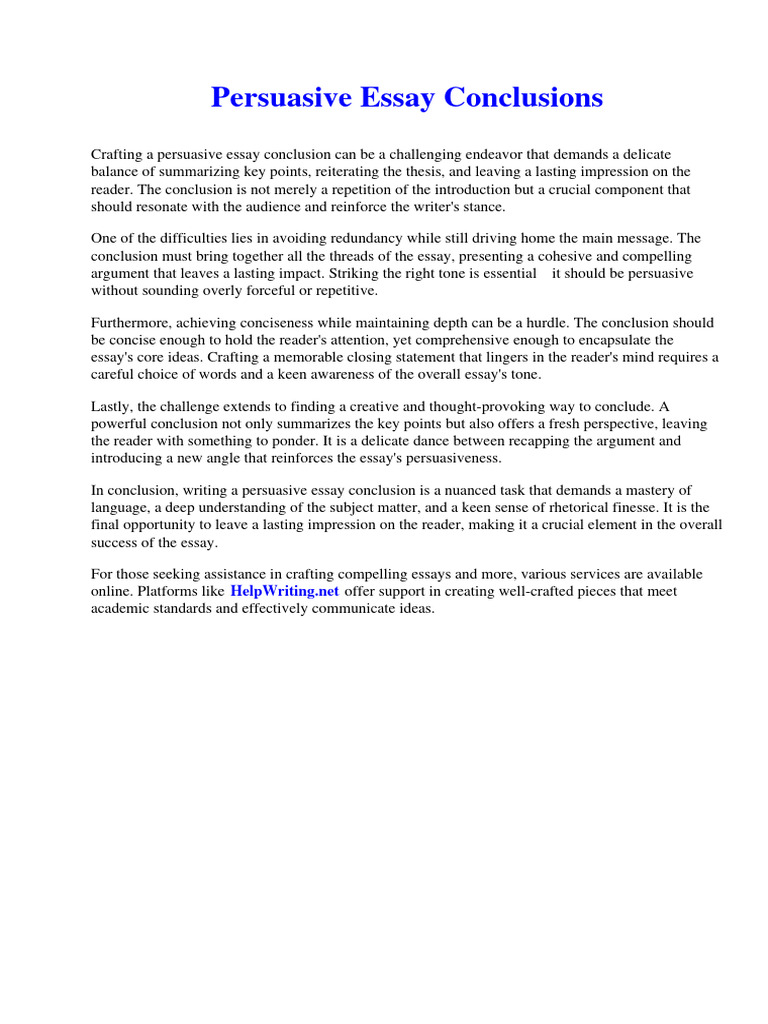 Persuasive Essay Conclusions | PDF | Essays