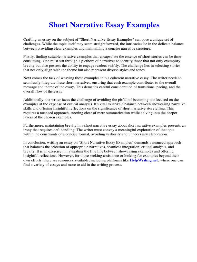Short Narrative Essay Examples | Download Free PDF | Helen Of Troy ...