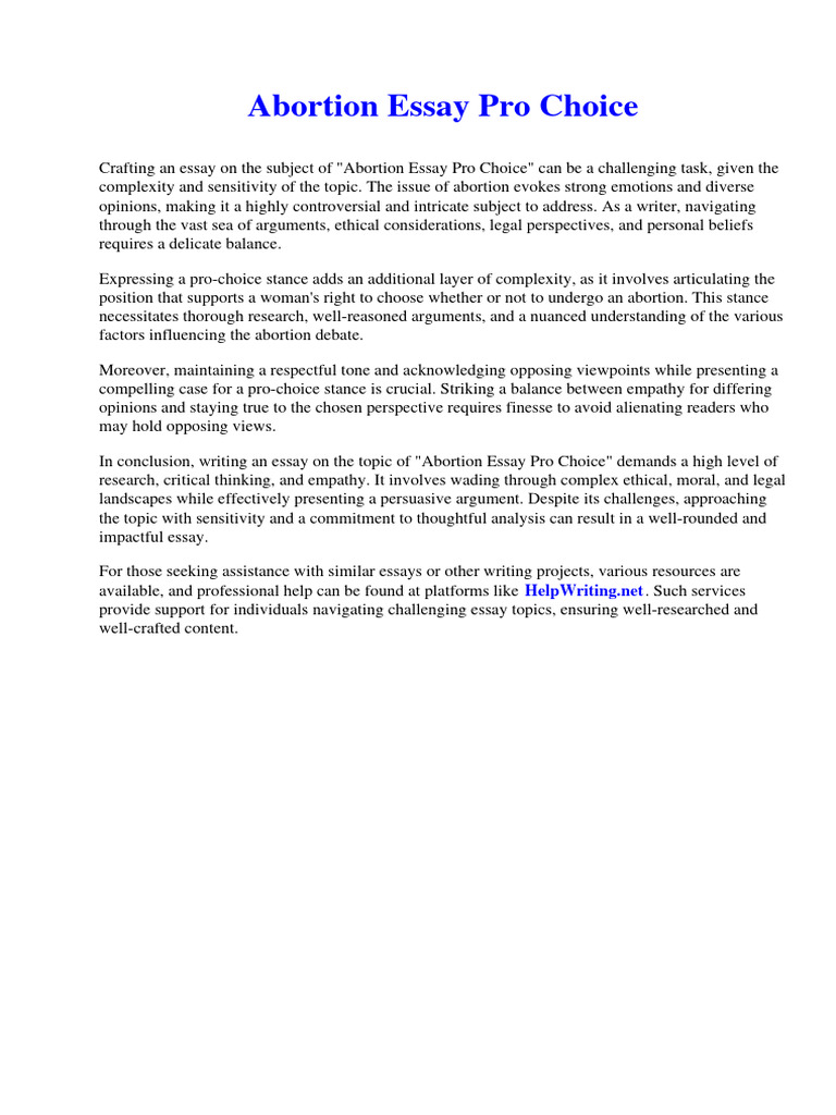 Abortion Essay Pro Choice | PDF | Abortion Rights Movements | Essays