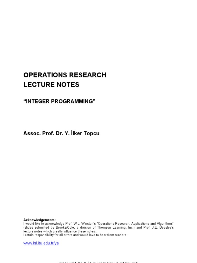 Integer Programming | PDF | Mathematical Optimization | Linear Programming