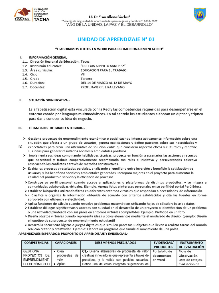 1RA EXPERIENCIA DE APRENDIZAJE 2022-LAS_3RO | PDF | Aprendizaje | Evaluación