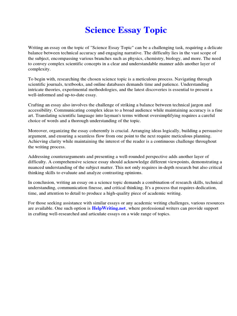 Science Essay Topic | PDF | Essays | Science