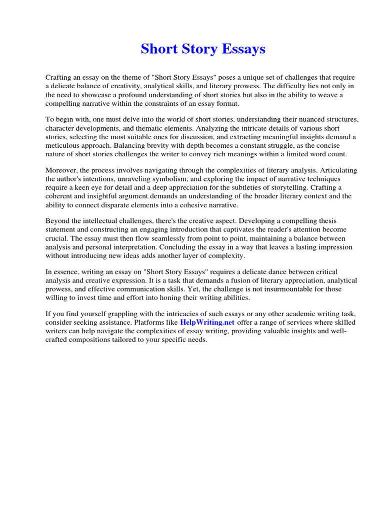 Short Story Essays | PDF | Autism Spectrum