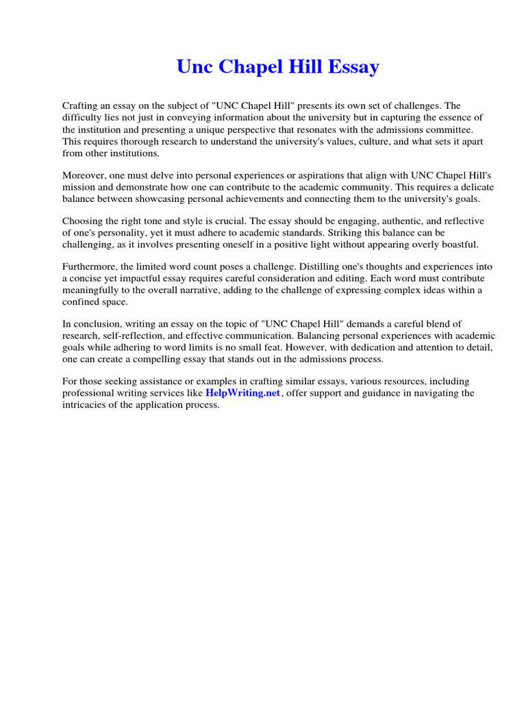 Unc Chapel Hill Essay | PDF | Race (Human Categorization) | Behavior