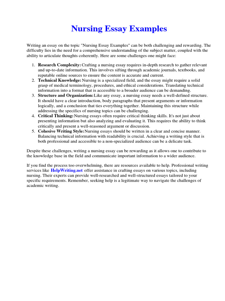 Nursing Essay Examples | PDF | Osmosis | Dental Implant