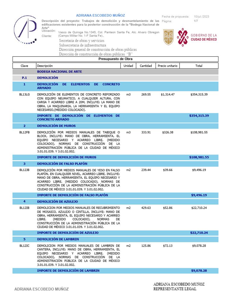 Presupuesto | Descargar gratis PDF | Demolición | Ingeniero civil