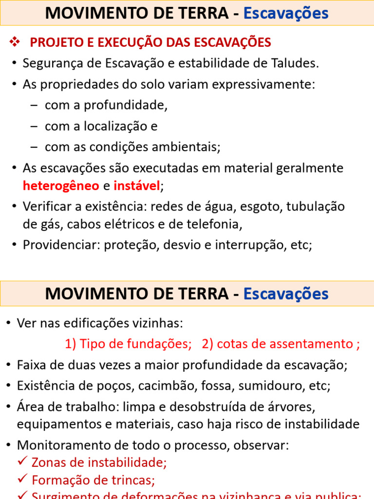 1.1 Movimento de Terra (Slide) | PDF | Terra | Solo