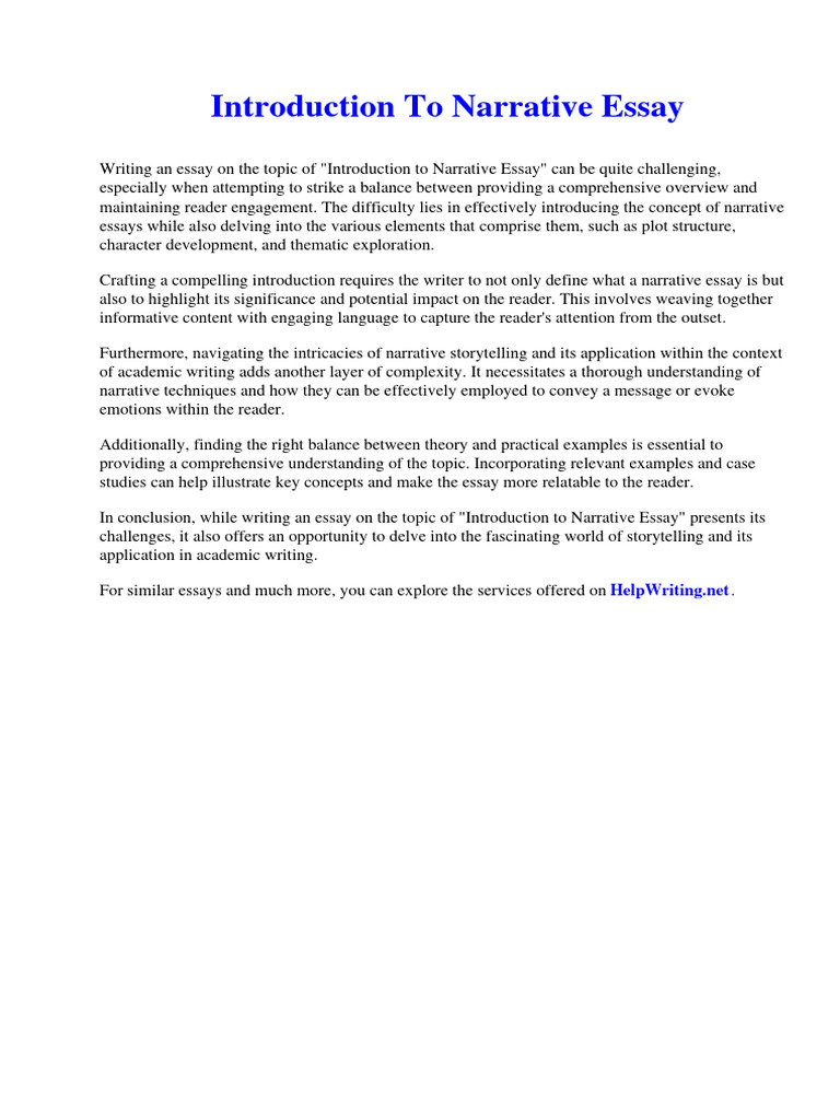 Introduction To Narrative Essay | Download Free PDF | Creationism ...