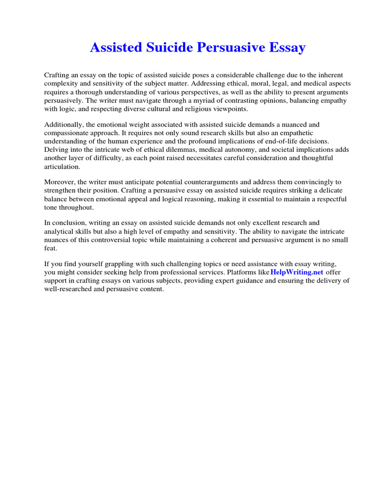 Assisted Suicide Essay Guide | PDF | Essays | King Arthur
