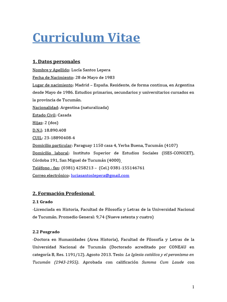 CV Lucia Santos 2023 | PDF | Argentina | Iglesia Católica