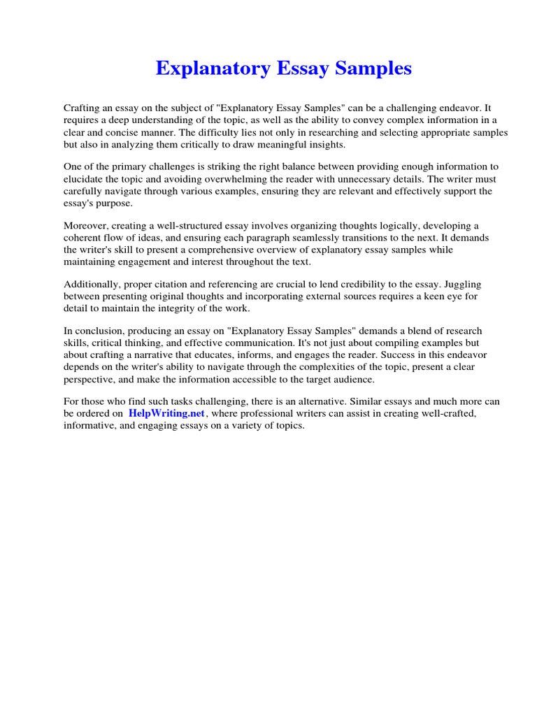 Explanatory Essay Samples | PDF | Employment | Essays