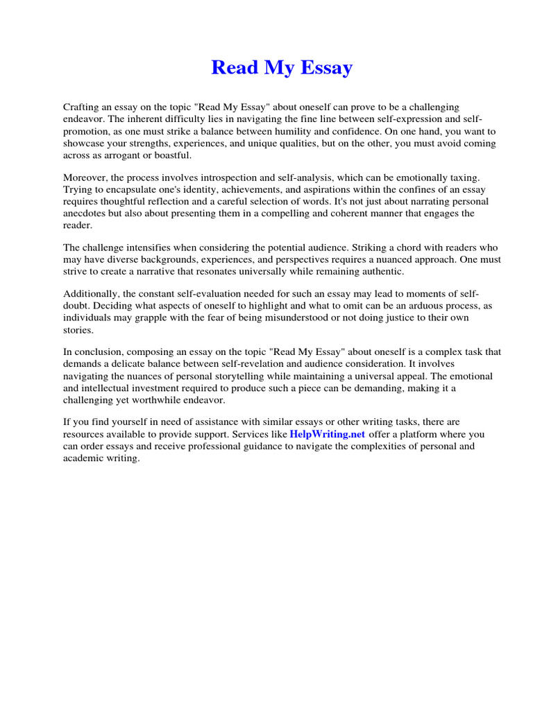 Read My Essay | PDF | Logic | Essays