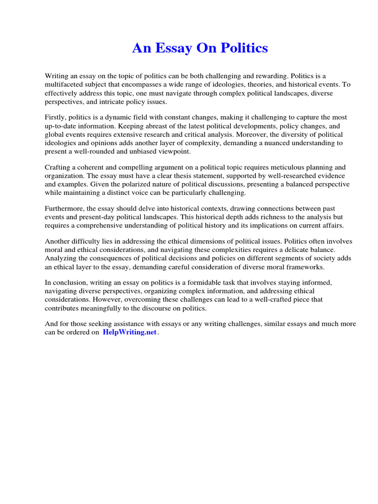 An Essay On Politics | PDF