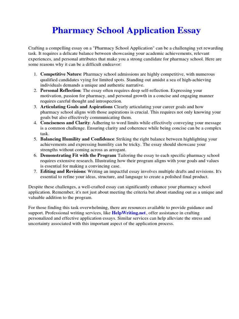 Pharmacy School Application Essay | PDF | Alimony | Emotions
