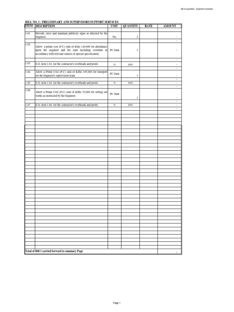 1707317897899-BOQ Tulimani Road Improvement .Pdf1 | PDF | Drainage | Road