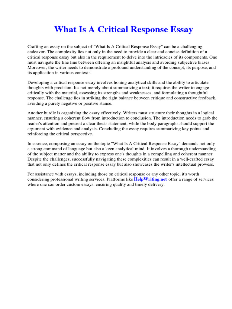 What is a Critical Response Essay | PDF | Essays | Thought