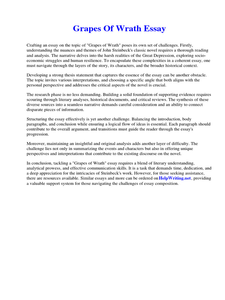 Grapes of Wrath Essay | PDF | Validity (Statistics) | Data Compression