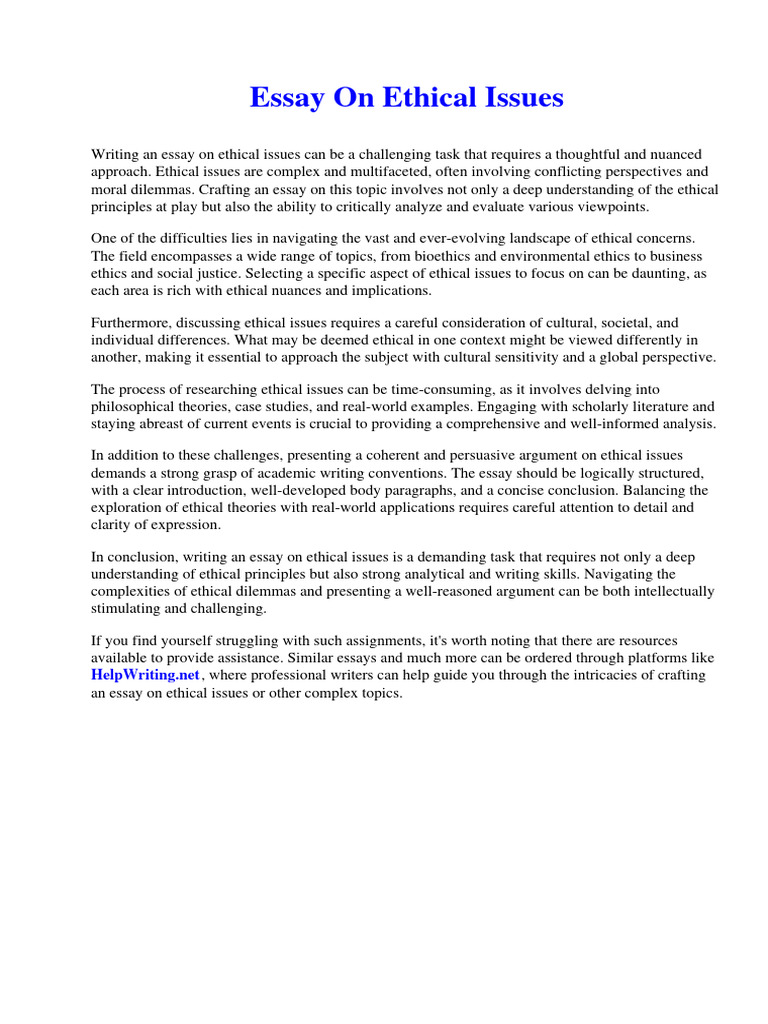 Essay On Ethical Issues | PDF | Chronic Obstructive Pulmonary Disease ...