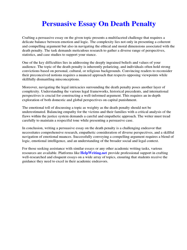 Persuasive Essay On Death Penalty | PDF | Gospel Of Mark | Second Language