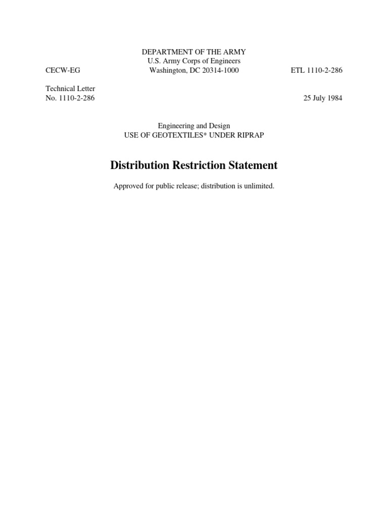 USACE - Geotextiles en Rip Rap | PDF | Textiles | Materials