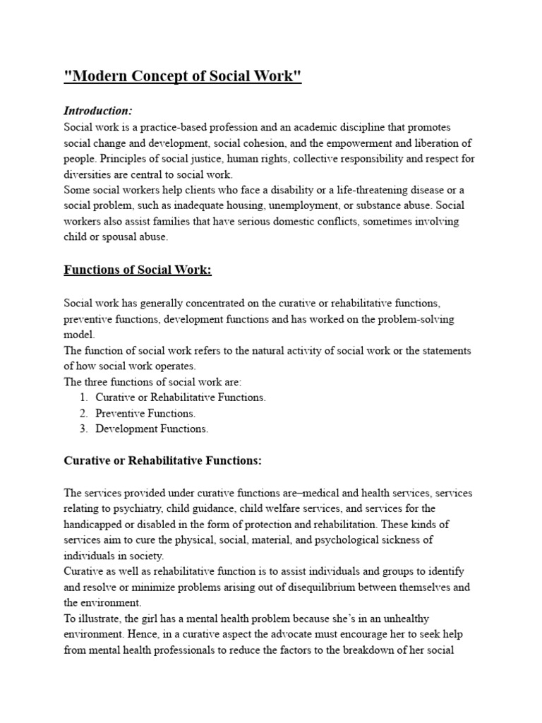 Modern Concept | PDF | Social Work | Disability