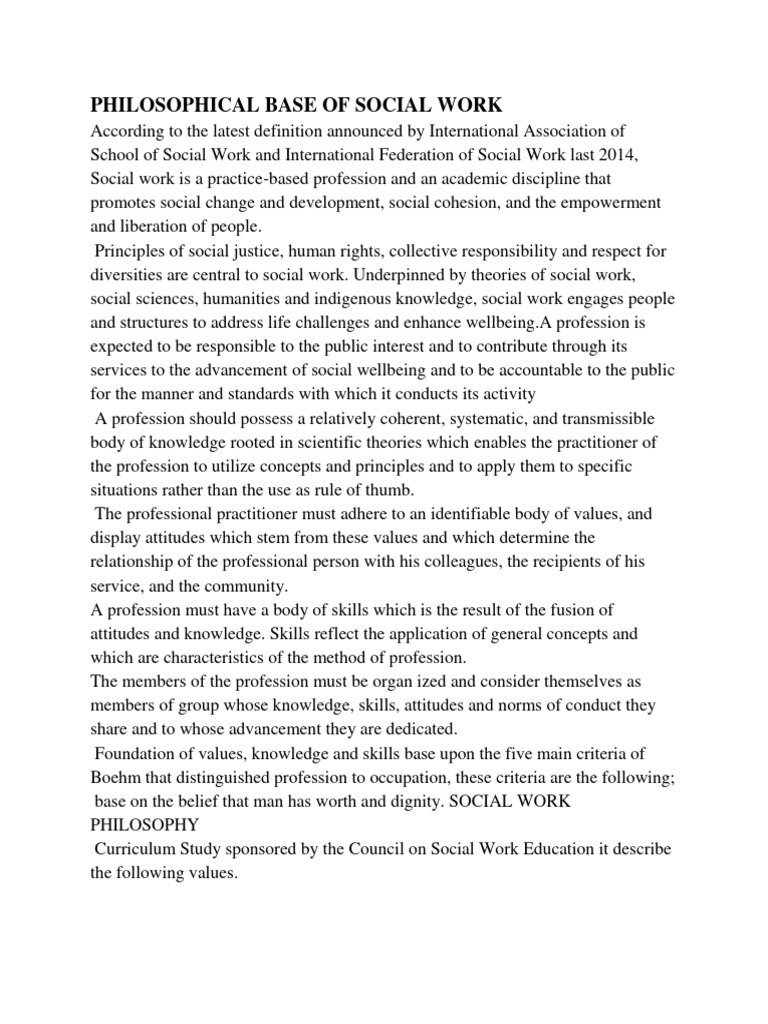 Philosophical Foundations of Social Work | PDF | Minority Group ...