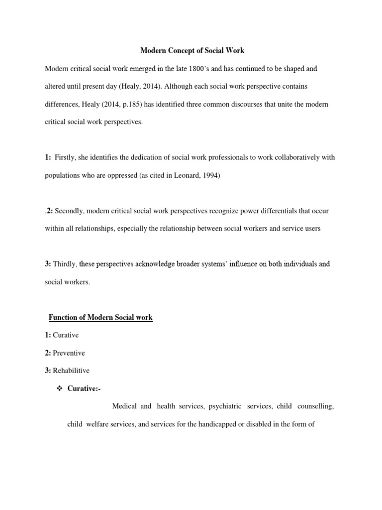 Modern Concept of Social Work | PDF | Social Work | Preventive Healthcare
