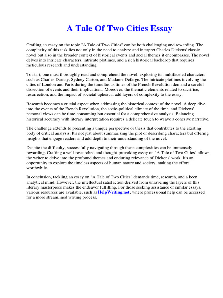 A Tale of Two Cities Essay | PDF | Caffeine | A Tale Of Two Cities