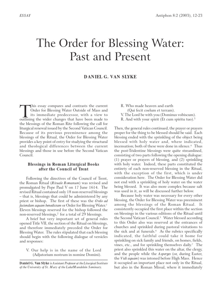 The Order For Blessing Water Past and PR | PDF | Mass (Liturgy) | Blessing