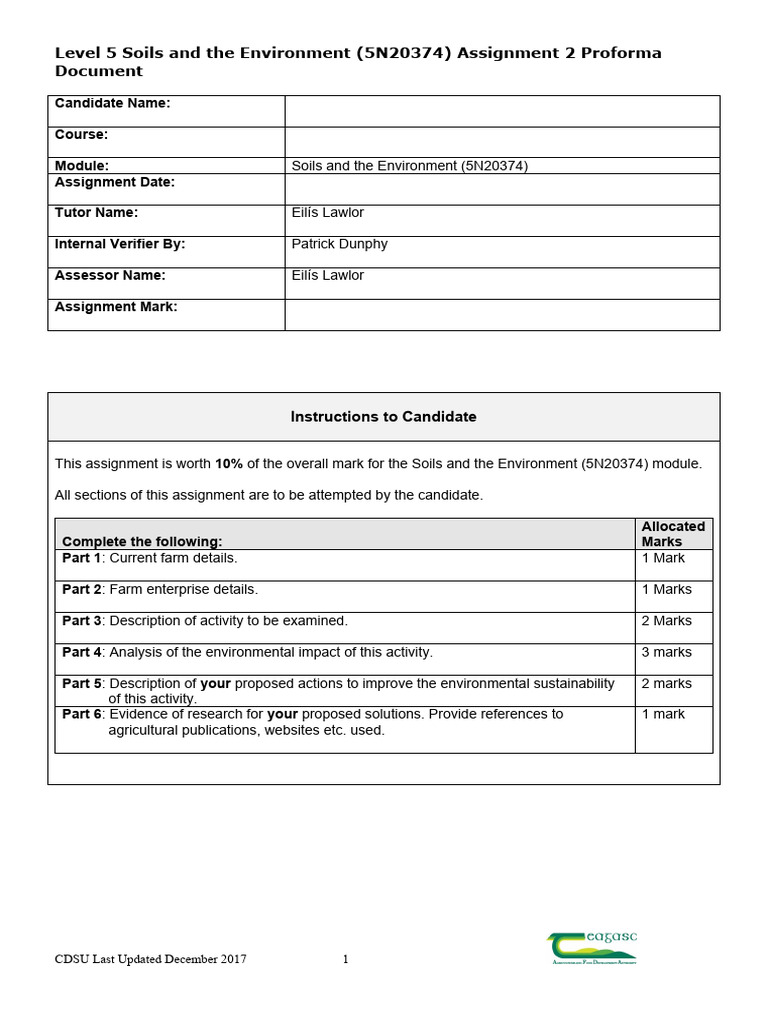 Soils and Environment Assignment 2 Template | PDF | Cattle | Sheep
