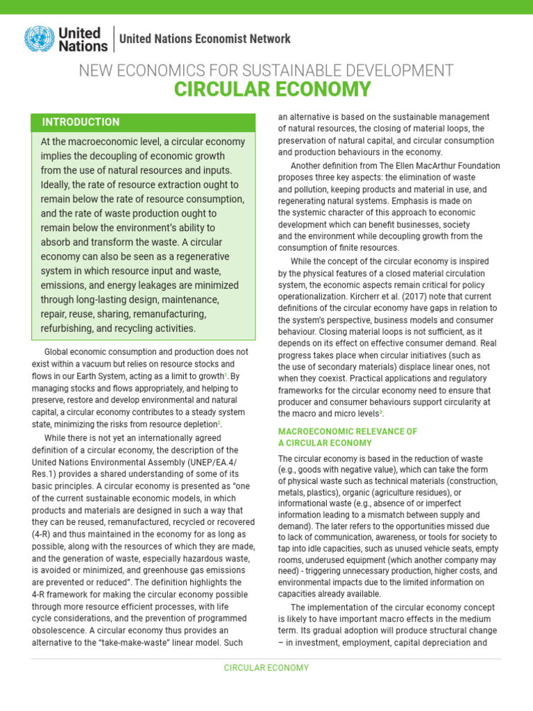 UN Circular Economy Principles Explained | PDF | Sustainability ...